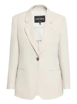 Giorgio Armani Linen Single-breasted Blazer Jacket - Solid Medium Grey