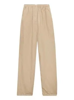 Prada Drawstring Cotton-linen Pants Grey