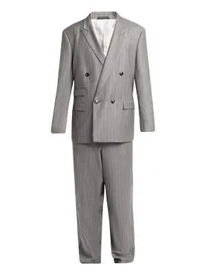 Giorgio Armani Wool Pinstripe Oversized Double-breasted Suit - Gray
