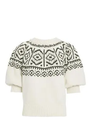 Altuzarra Howard Fair Isle Short Puff-sleeve Sweater - Ivory