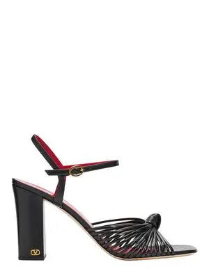 Valentino Garavani 90mm Vlogo Anne Leather Block-heel Sandals - Nero