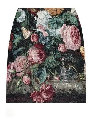 L'AGENCE Marseille Floral Jacquard Mini Skirt Black Multi