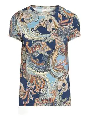 L'Agence Ressi Paisley Short-sleeve Jersey T-shirt - Midnight Multi
