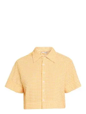 SIMKHAI Reeves Textured Gingham Camp Shirt