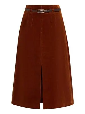 Veronica Beard Alexie Corduroy Midi Skirt - Rust