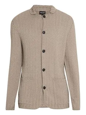 Giorgio Armani Ottoman Chevron Single-breasted Jacket - Silver