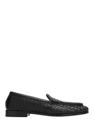 Bottega Veneta Silenzio Intrecciato Leather Loafers - Nero