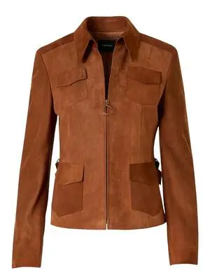 Akris Suede Slim Zip Jacket - Hazel