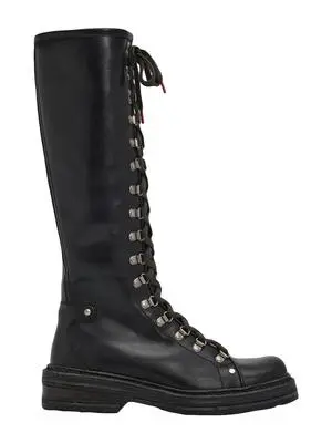 Miu Miu 40mm Leather Lace-up Knee-high Combat Boots - Nero