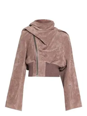 RICK OWENS Suede Scarf Cropped Flight Jacket