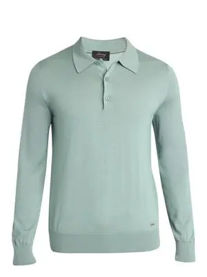Brioni Cashmere-silk Polo Sweater Cloud