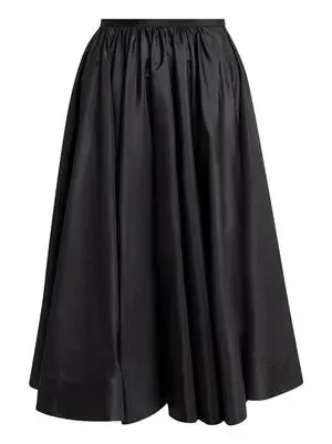 Valentino Garavani Silk Taffeta Full Midi Skirt - Nero