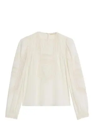 Ulla Johnson Marlowe Embroidered Long-sleeve Blouse - Pristine