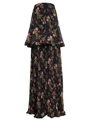 Cinq À Sept Love Letter Floral Strapless Maxi Dress - Black Multi