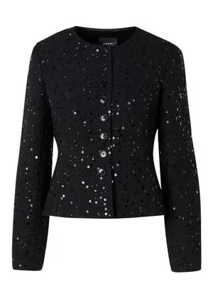 Akris Kelis Sequined Tweed Jacket - Black