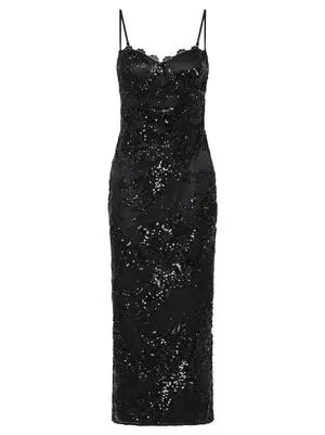 Rebecca Vallance Beau Sequin Lace Column Midi Dress - Black
