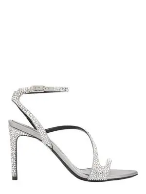 ALEXANDER MCQUEEN 90mm Skull Embellished Satin Ankle-strap Sandals