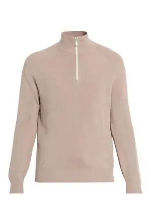 Brunello Cucinelli Cotton English Rib Half-zip Sweater - Brow