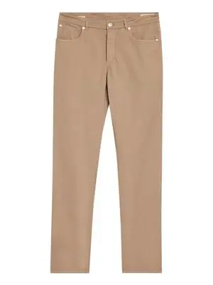 Brunello Cucinelli Dyed Cotton Straight-fit Five-pocket Pants Bisc