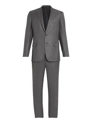 Brioni Tonal Herringbone Wool-silk Two-piece Suit - Graphite Pink