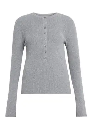 LISA YANG Airi Cotton-cashmere Henley Sweater Deep Cloud