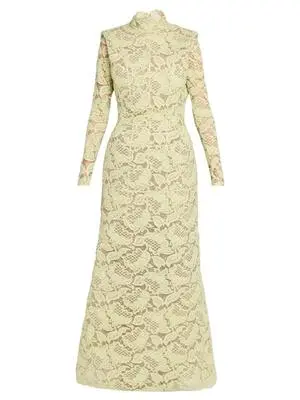 MARC JACOBS Sculptural Lace Long-sleeve Bow Trumpet Gown