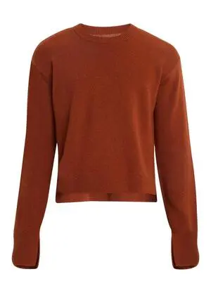 SANDERLAK Cropped Crewneck Sweater - Rust