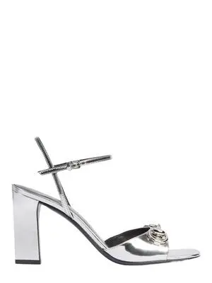 Gucci 85mm Signora Metallic Leather Ankle-strap Sandals - Silver