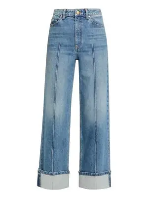 ULLA JOHNSON Genevieve Cuffed Wide-leg Jeans