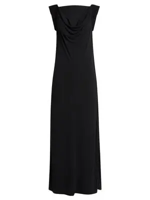 Bottega Veneta Intrecciato-trim Draped Crepe Jersey Maxi Dress - Nero