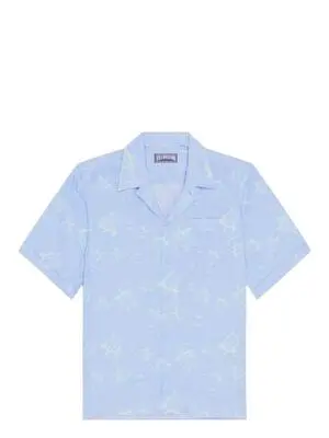 Vilebrequin Bubble Turtles Linen Short-sleeve Shirt - Cloudy