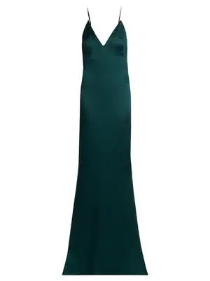 TOM FORD Crystal-trim Backless Satin Mermaid Gown - Emerald