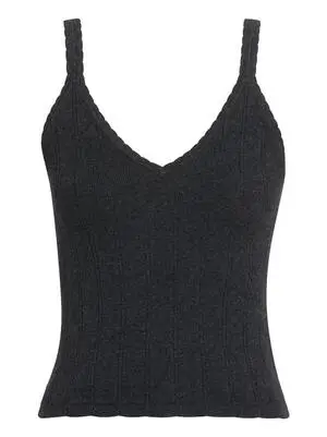 LISA YANG Suni Scalloped Cotton-cashmere Rib Tank Top