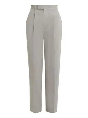 JIL SANDER Pleated Cotton Straight-leg Pants Ash Grey