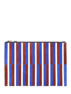 Proenza Schouler Striped Suede And Leather Pouch Bag - Cobal/rust