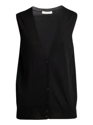 THE ROW Neel Cashmere Cardigan Vest - Black