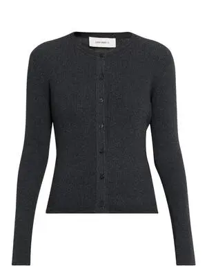 LISA YANG Abeena Cotton-cashmere Rib Crewneck Cardigan - Eclipse