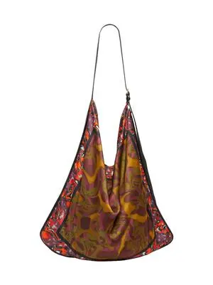 Dries Van Noten Scarf-print Flat Hobo Bag Rust
