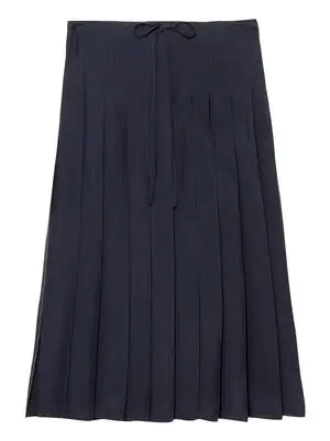 Prada Silk Pleated Midi Skirt - Blue