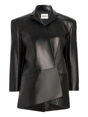 Khaite Palto Asymmetric Leather Jacket - Black