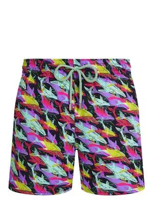 Vilebrequin Offset Whale-print Swim Trunks Blue Multi