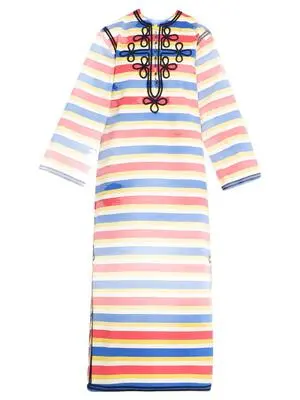 Rianna + Nina Embroidered Striped Cotton Maxi Dress - Multicolor