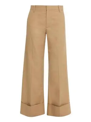 FRAME The Cuffed Slim Palazzo Trousers - Brown