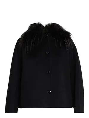 Loulou De Saison Rafe Faux Fur Collared Wool-cashmere Jacket - Black
