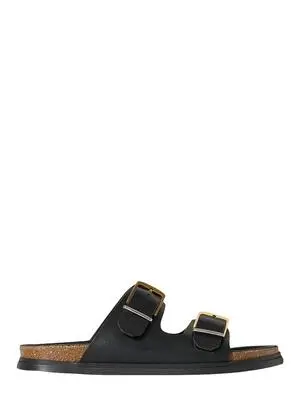 THE ROW Leather Dual-buckle Slide Sandals - Black