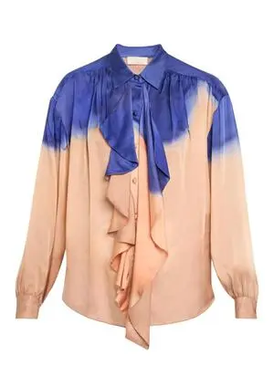 Ulla Johnson X Helen Frankenthaler Gesture Silk-chiffon Ruffle Blouse - Moontide