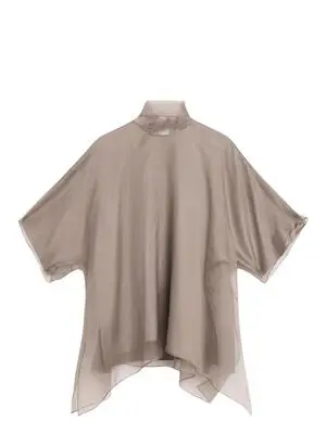Brandon Maxwell Cali Scarf-neck Silk Organza Blouse - Smoke