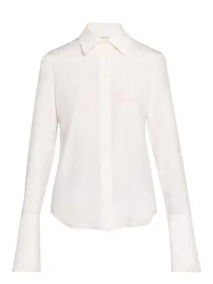 Lafayette 148 New York Lace-trim Organic Silk Georgette Blouse - Cloud