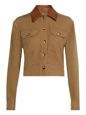 Simkhai Derby Cropped Linen Jacket Tan
