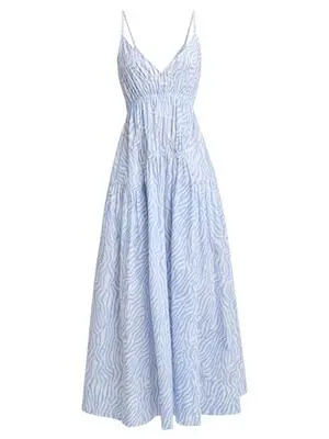 Proenza Schouler White Label Michelyn Shirred Empire-waist Sleeveless Maxi Dress - Cloud/white Multi